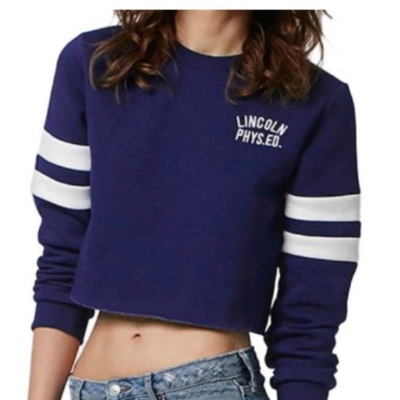 Topshop | Tops | Topshop Blue Lincoln Cropped Sweatshirt | Poshmark